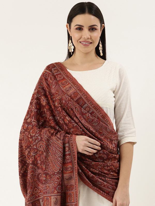 Women's Dil-kash Kashmiri Royal Paisley Design Jamawar Shawl (Size: 10