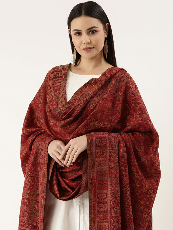 Women's Dil-kash Kashmiri Royal Paisley Design Jamawar Shawl (Size: 10