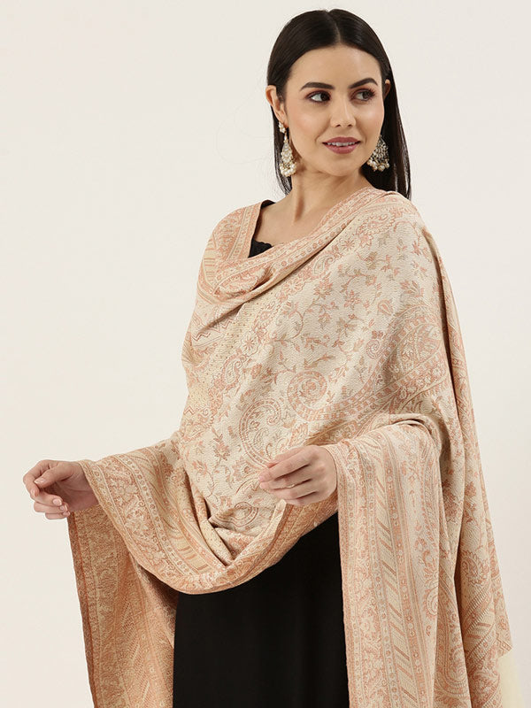 Women's Noor Kashmiri Royal Paisley Design Jamawar Shawl (Size: 101 X